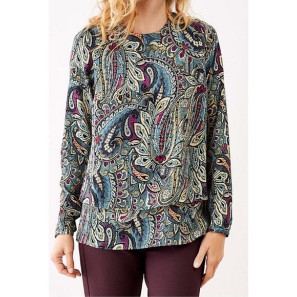 J. Jill | Tops | J Jill Xs Patterned Double Tiered Layer Blouse Keyhole ...